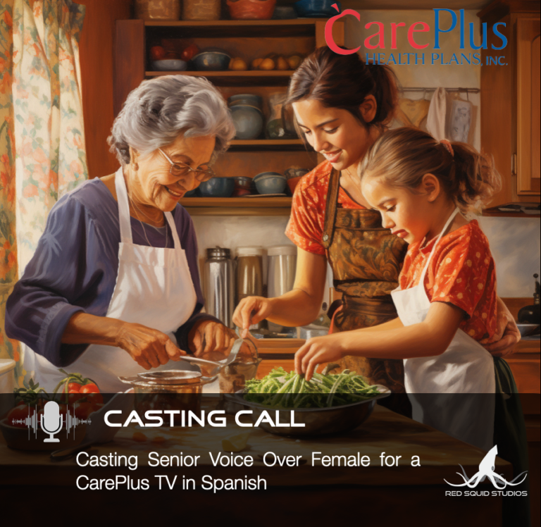 Red Squid Studios | Casting Voice Over Female for a CarePlus TV in Spanish